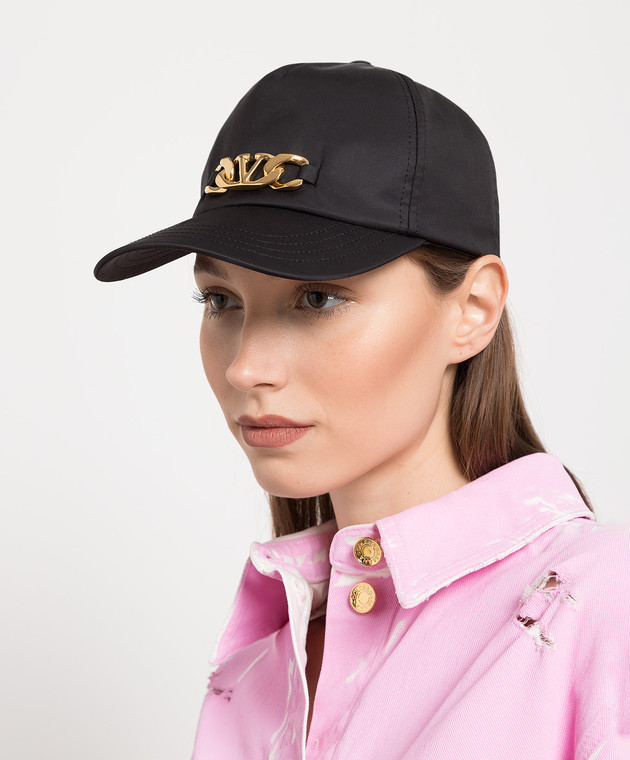 Valentino - Black cap with metal VLogo Chain logo 2W2HDA88JBI comprar ...
