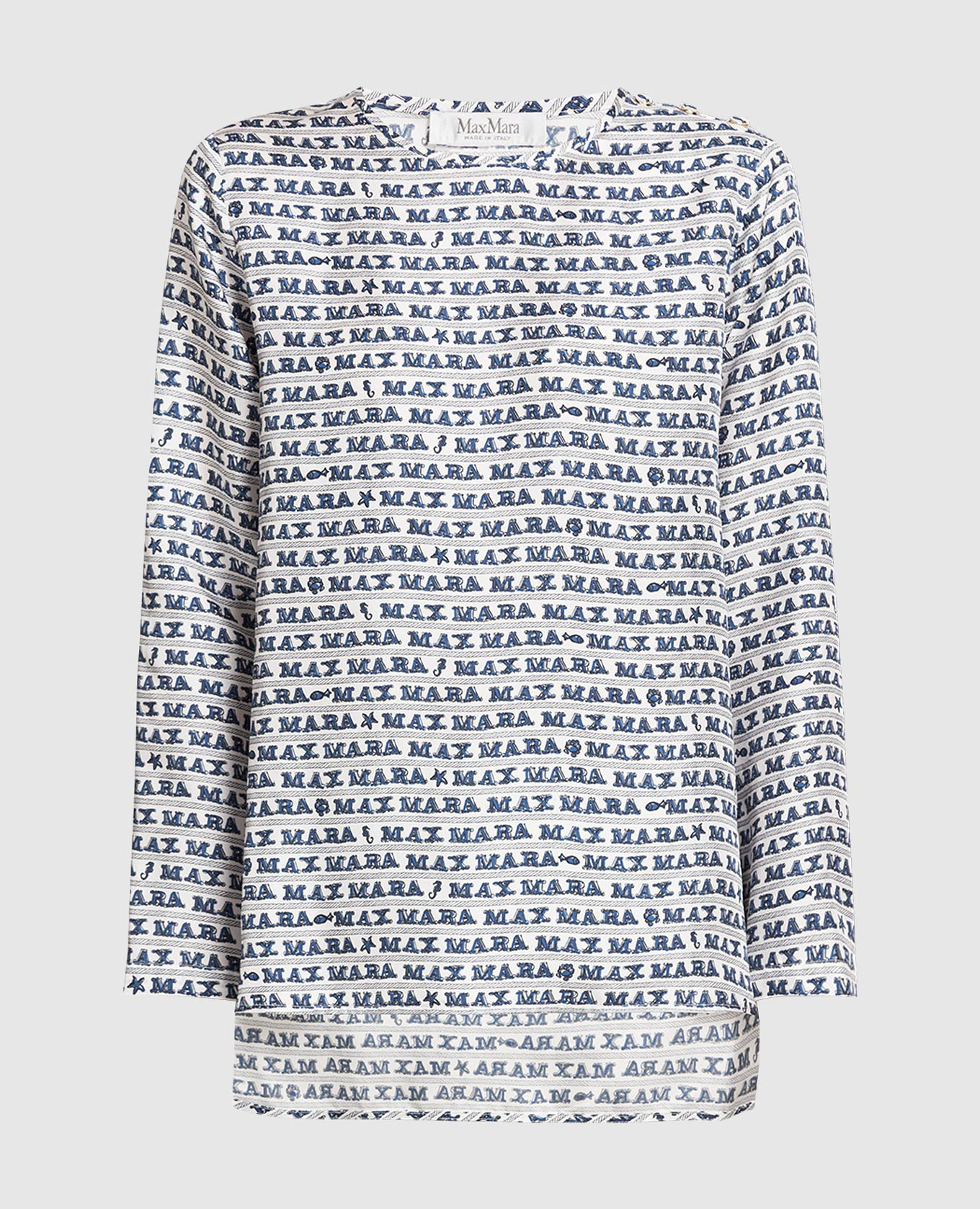 Max Mara - Alatri logo print silk blouse in white ALATRI - shop with ...