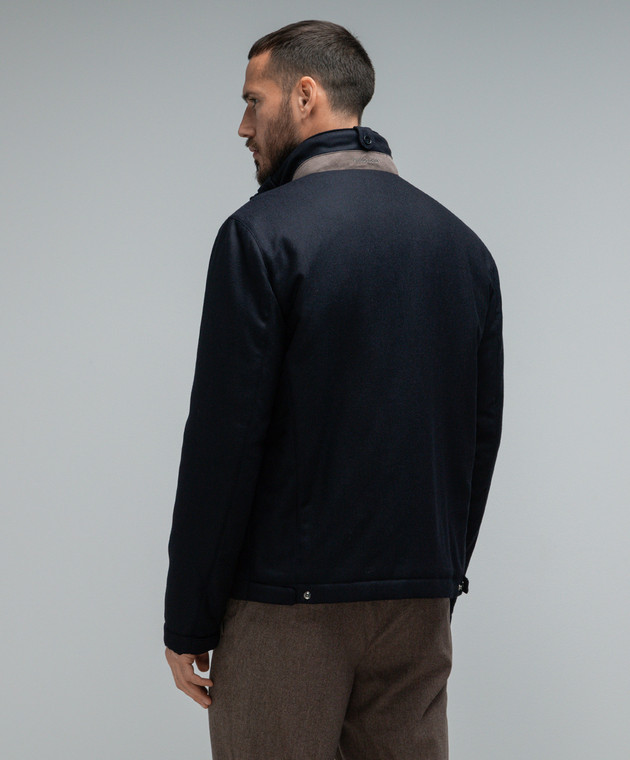 Enrico Mandelli - Blue logo wool and cashmere jacket A7T7203821 - shop ...