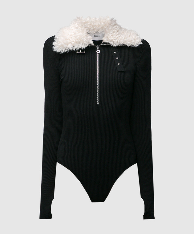 Coperni - Black ribbed bodysuit with accent collar COPML64644 - shop ...