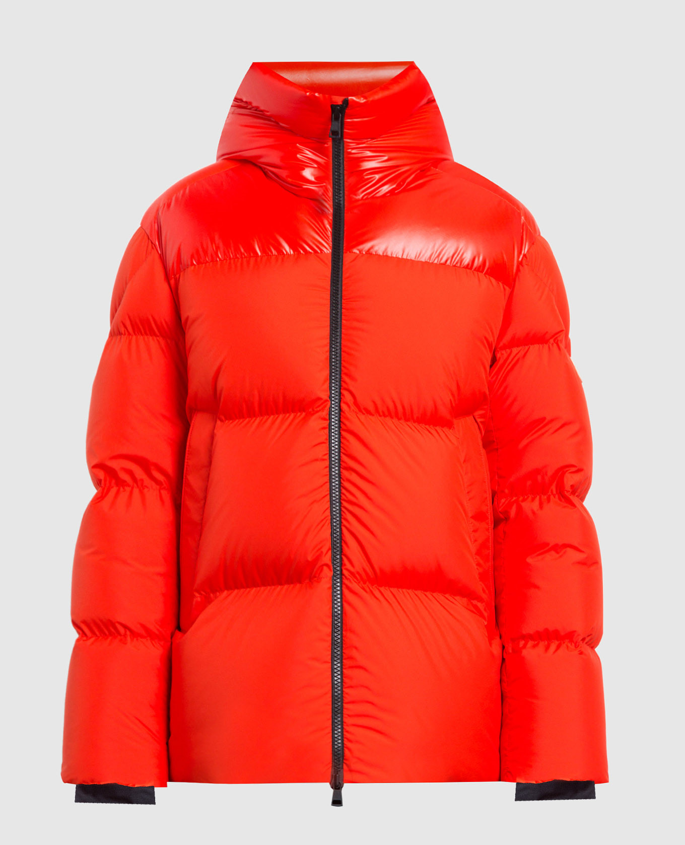 Moncler - Damavand red down jacket with a combination of matte and ...
