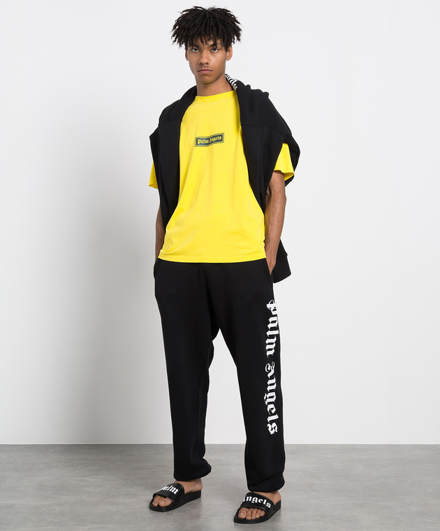 Palm Angels - Yellow T-shirt with logo print PMAA065F22JER001 - shop ...
