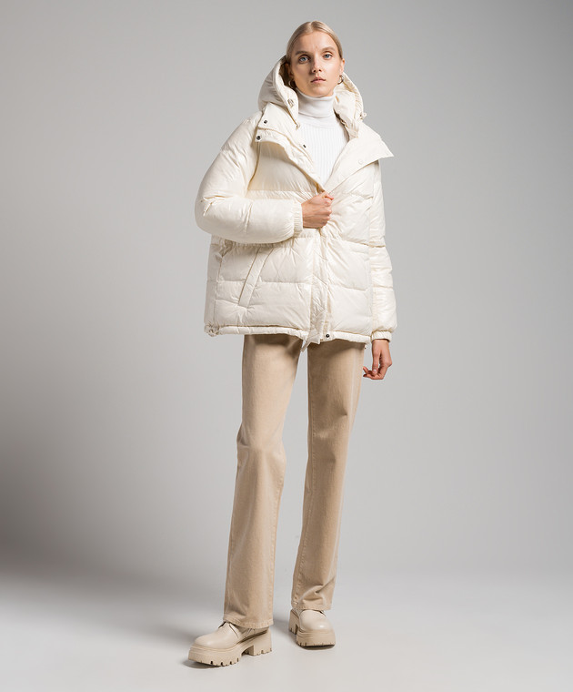 Yves Salomon Army - White two-sided down jacket with logo ...