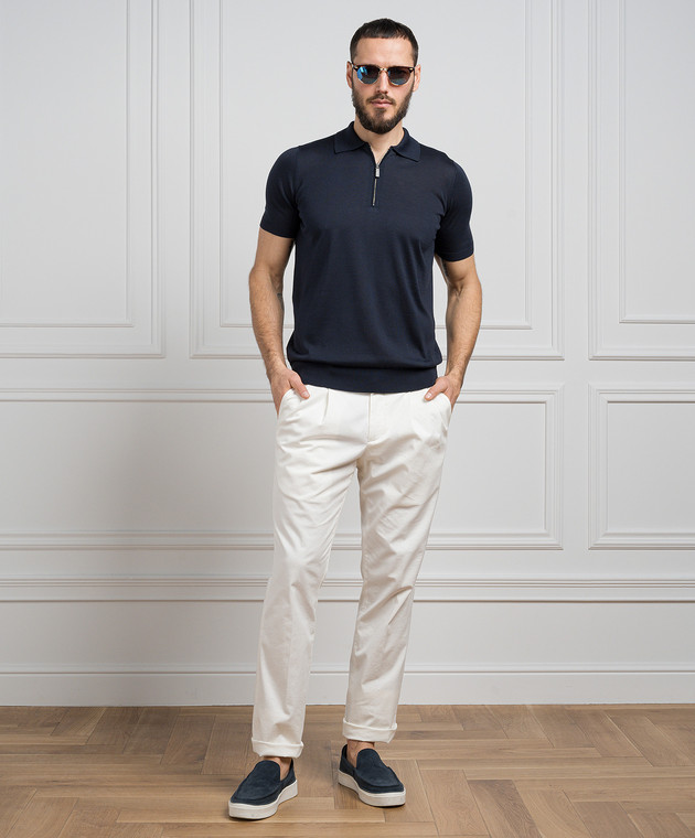 COLOMBO - Blue silk polo shirt MA003394120SE - shop with Latvia ...
