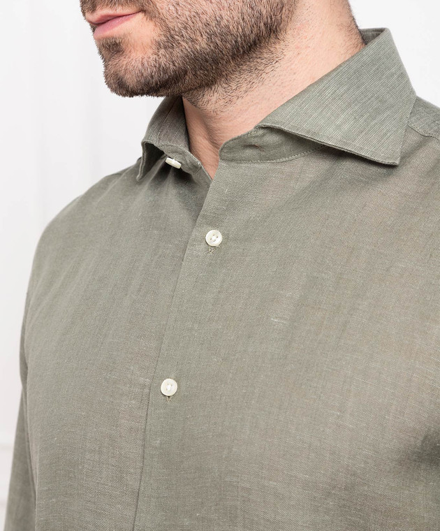 Enrico Mandelli - Khaki linen shirt MAESTR5141 - shop with Czech ...