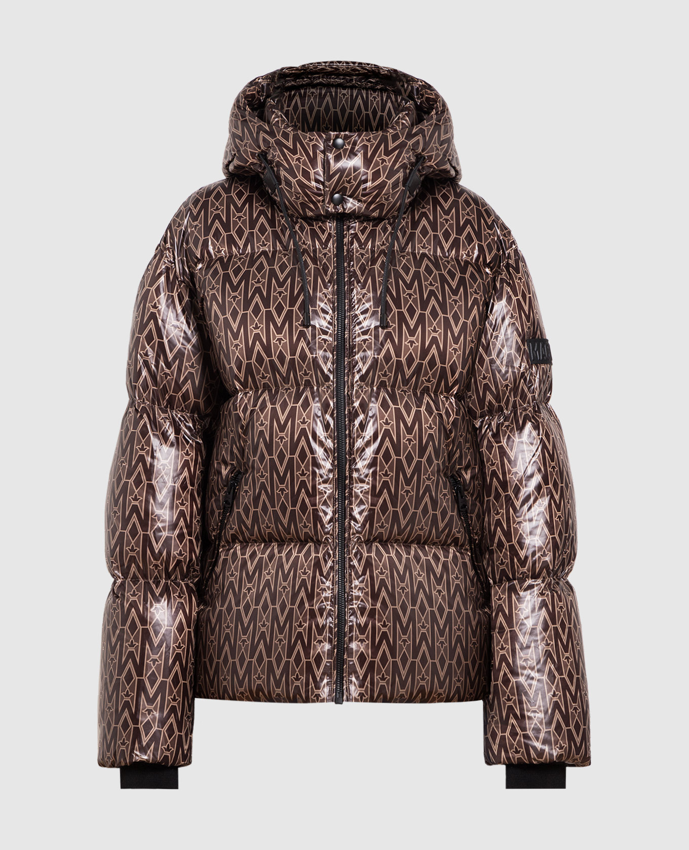 Mackage - KENT brown down jacket in monogram print KENTMG - buy with ...