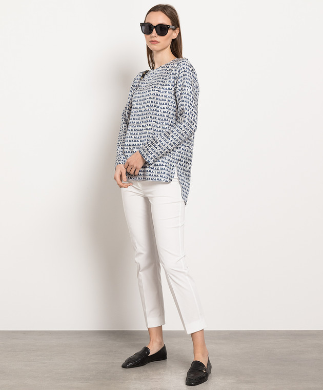 Max Mara - Alatri logo print silk blouse in white ALATRI - shop with ...
