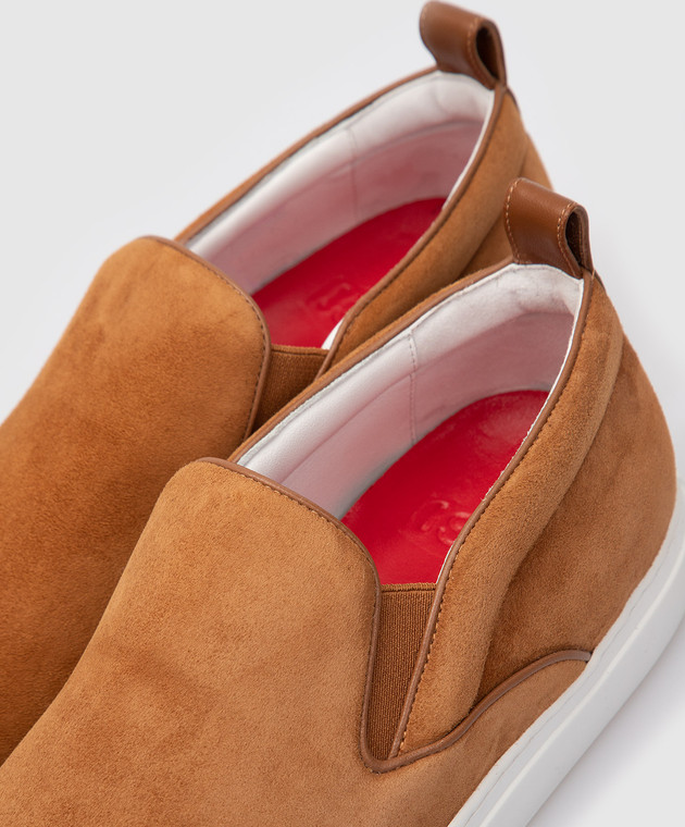 ISAIA - Red suede slip-ons SNKS12GOAT3 - buy with Malta delivery at Symbol