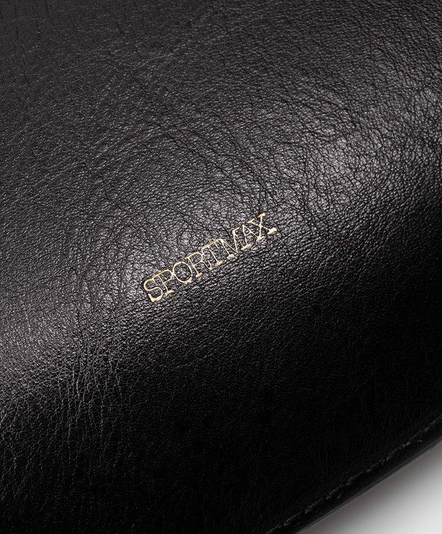 Max Mara Sportmax - CAJU Logo Black Leather Hobo Bag CAJU - shop with ...
