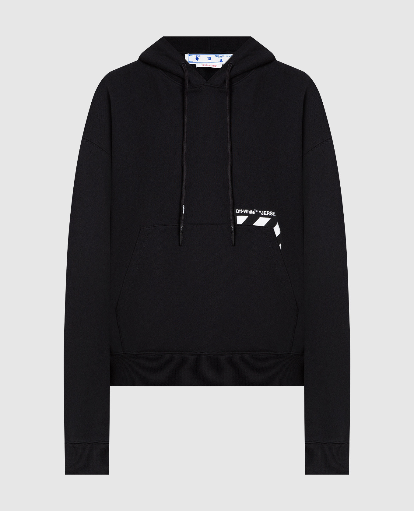 Off-White - Black hoodie with contrast logo print OMBB085C99FLE005 ...