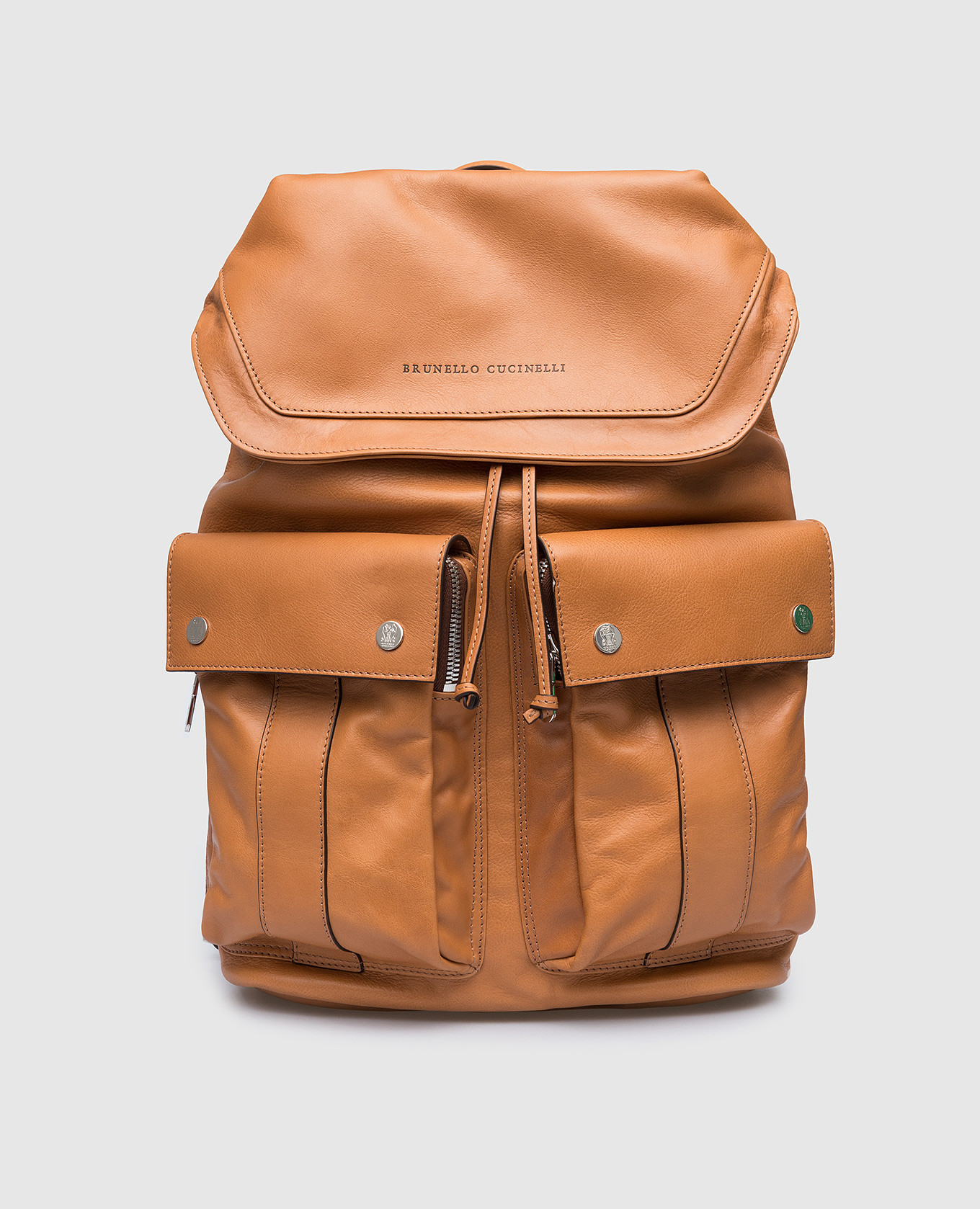 Brunello Cucinelli - Tan leather backpack MBTGU325 - shop with European ...