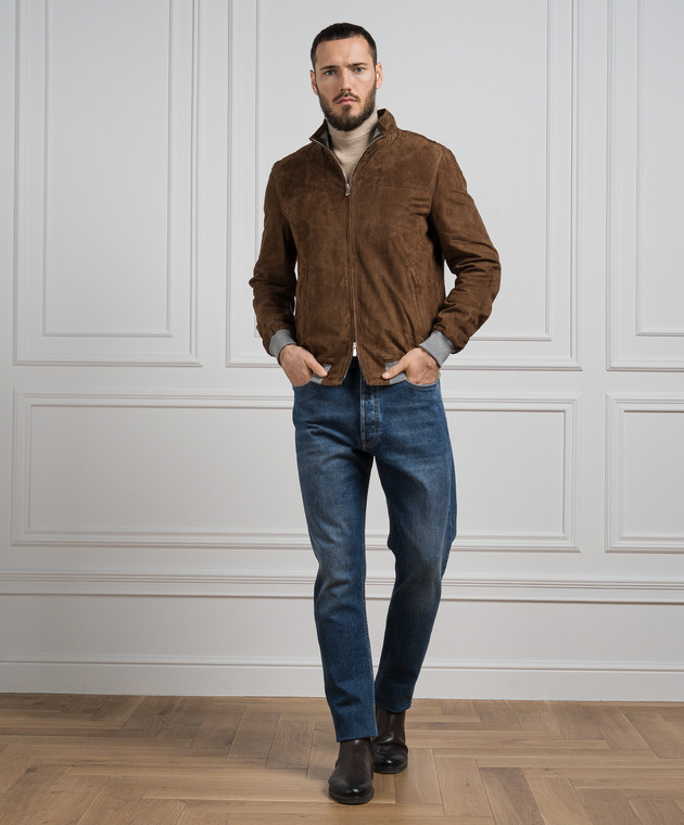 Enrico Mandelli - Brown suede jacket A8T9205917 - shop with European ...