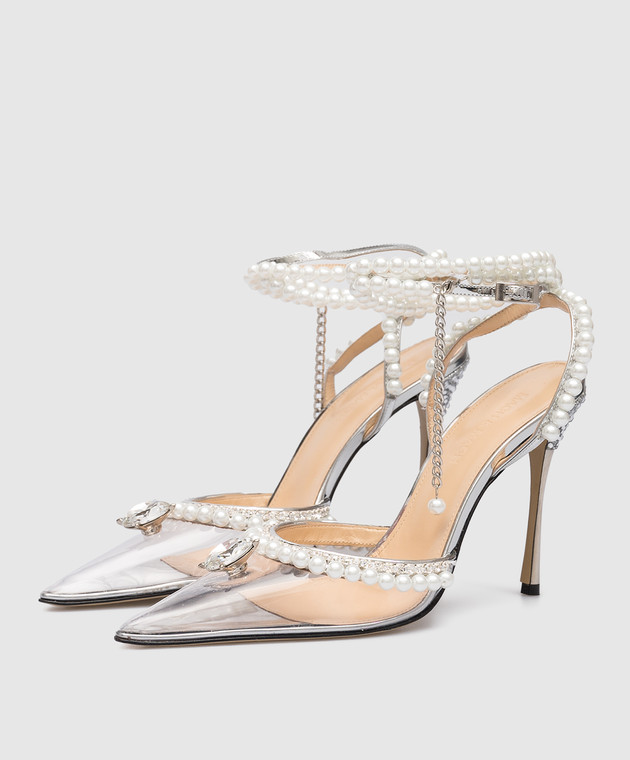 Mach&Mach - Diamond of Elizabeth silver slingbacks with crystals and ...