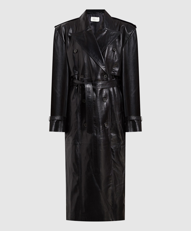 Magda Butrym - Black double-breasted leather trench coat 239722 - shop with European delivery at ...
