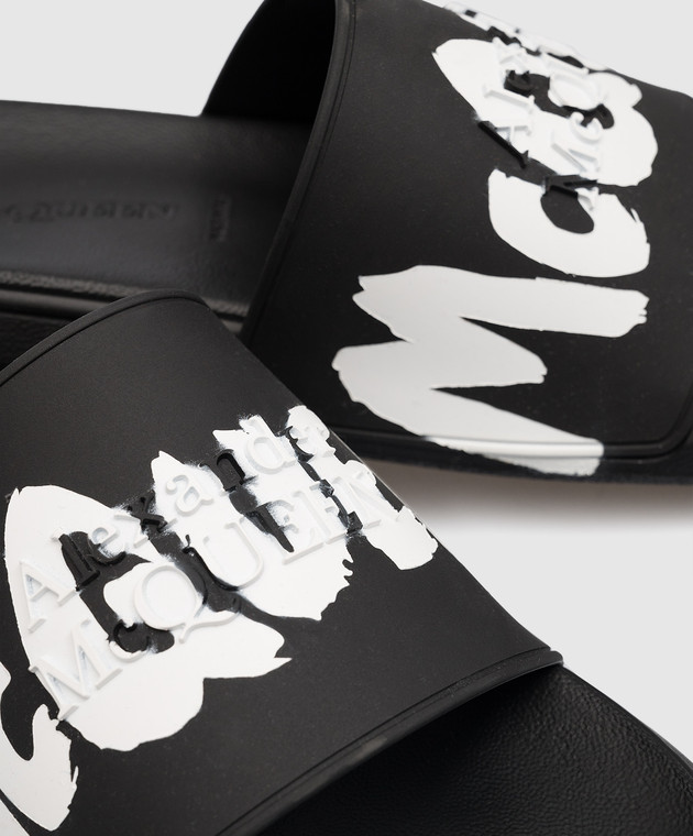 Alexander McQueen - Mcqueen Graffiti Black Sliders 682490W4QS3 - shop ...