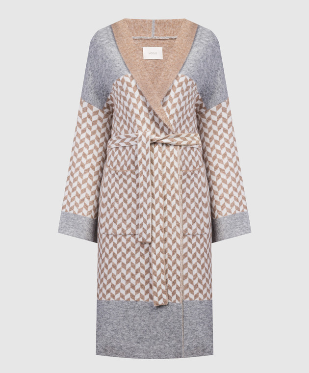 Vicolo - Beige coat in a geometric pattern 77026R - shop with European delivery at Symbol