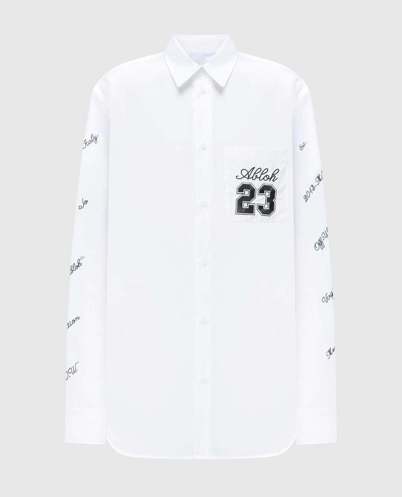 Off-White - White shirt with 23 Logo embroidery OMGE004S24FAB002 - shop ...