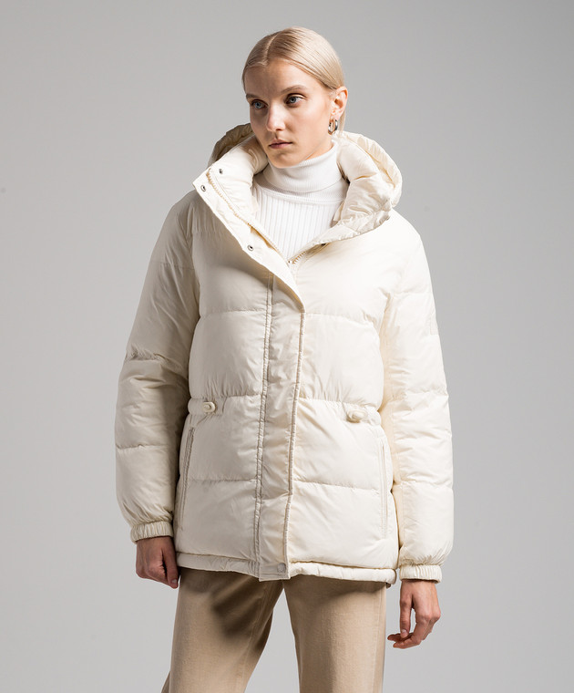 Yves Salomon Army - White two-sided down jacket with logo ...
