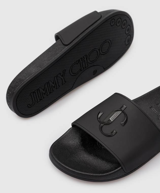 Jimmy Choo - Black Port/F Sliders with Emblem PORTFJCB - buy with ...