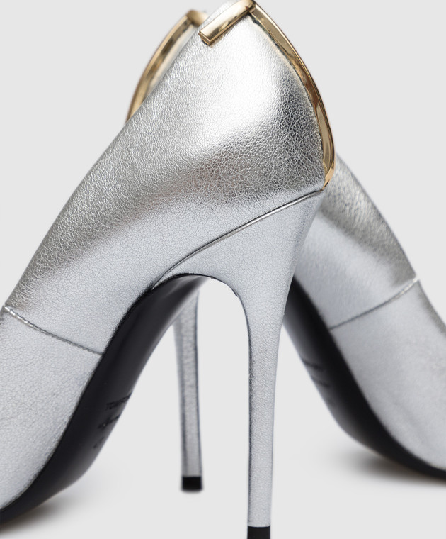Tom Ford - Silver ICONIC T pumps in leather W3128TLSP014 - shop with ...