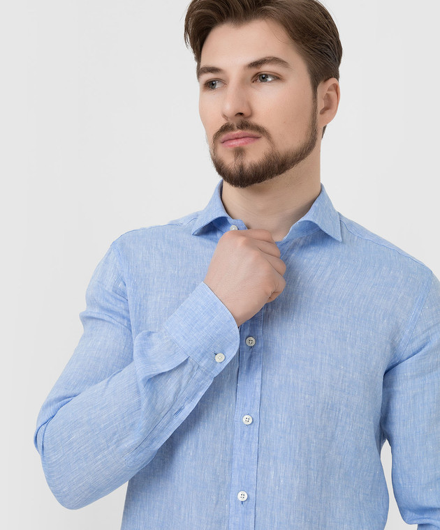 Enrico Mandelli - Light blue linen shirt MAESTR4977 - shop with Czech ...