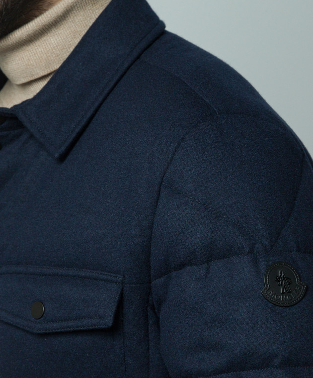 Moncler - Blue Todorka down jacket with logo 1A0008189A6J - shop with ...