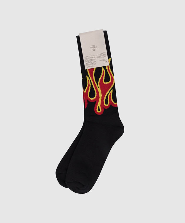 Palm Angels - Black socks with Flame pattern PMRA001F22FAB007 - shop ...