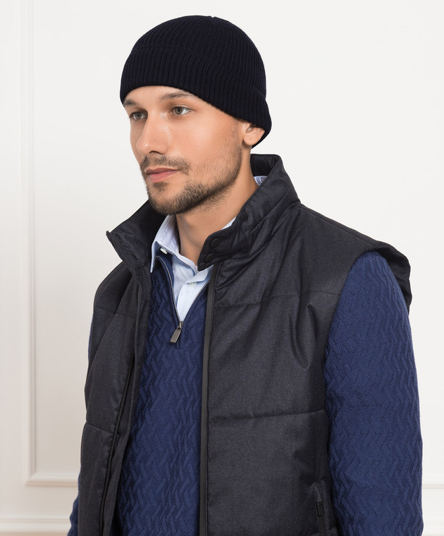 Canali - Navy blue wool hat MK00461B0018 - shop with European delivery ...