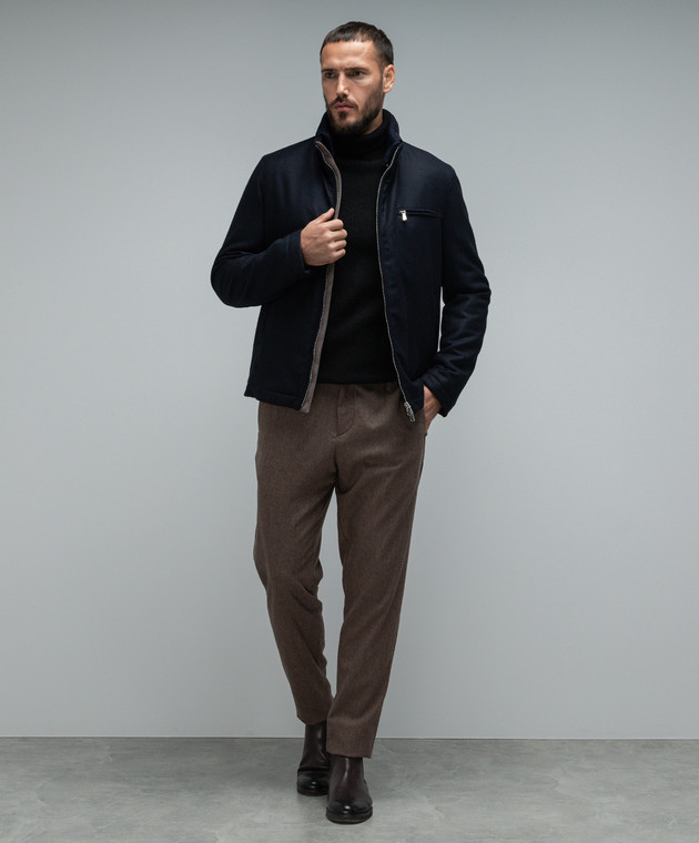 Enrico Mandelli - Blue logo wool and cashmere jacket A7T7203821 - shop ...