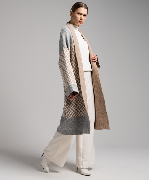 Vicolo - Beige coat in a geometric pattern 77026R - shop with European delivery at Symbol