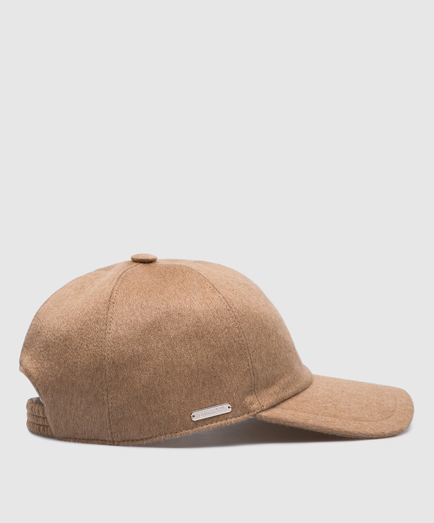 Enrico Mandelli - Brown cashmere cap with metallic logo CAP4014816 ...
