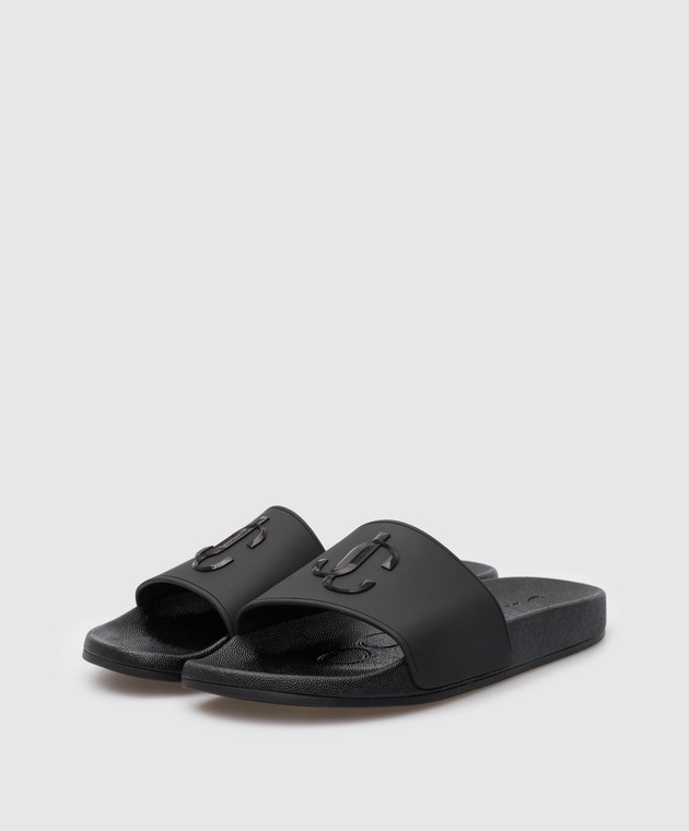 Jimmy Choo - Black Port/F Sliders with Emblem PORTFJCB - buy with ...