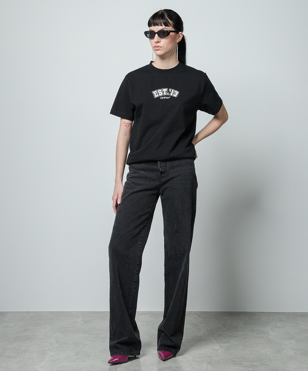 Off-White - Logic T-shirt in black with a print OMAA027G23JER012 - shop ...