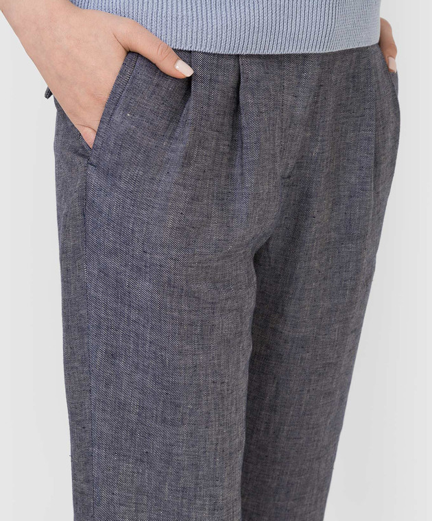 Peserico - Blue linen slacks P0408602603 - shop with European delivery ...