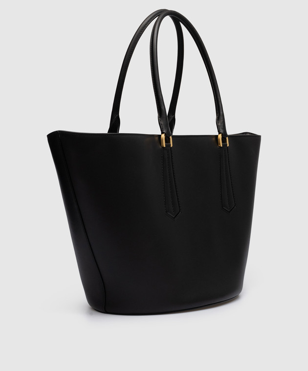 Max Mara - Vasel black leather tote bag with metal logo VASEL - shop ...