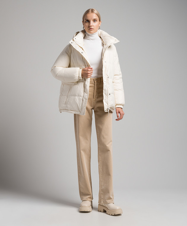 Yves Salomon Army - White two-sided down jacket with logo ...