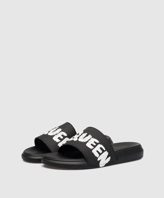 Alexander McQueen - Mcqueen Graffiti Black Sliders 682490W4QS3 - shop ...
