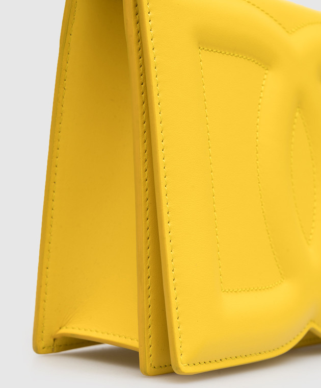 Dolce&Gabbana - Dg Logo Yellow Leather Crossbody Bag with Textured Logo ...