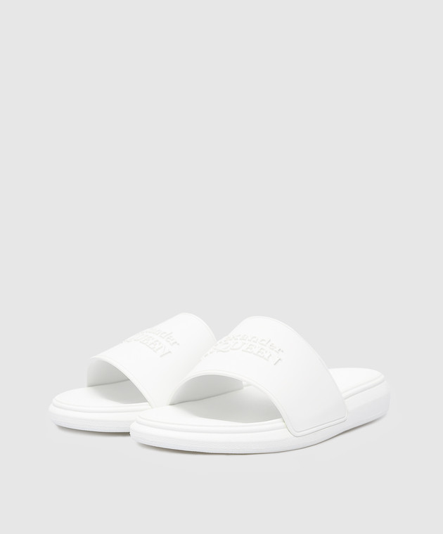 Alexander McQueen - White sliders with textured logo 666983W4QS0 - shop ...