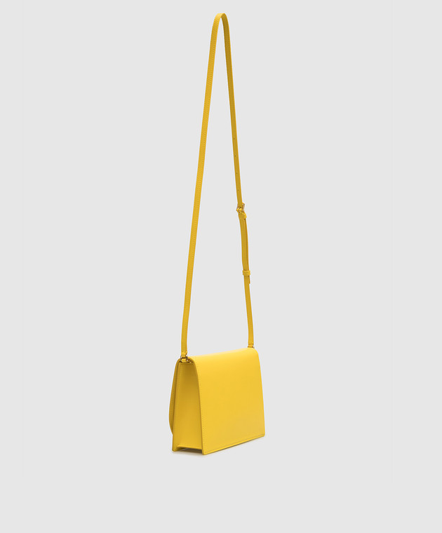 Dolce&Gabbana - Dg Logo Yellow Leather Crossbody Bag with Textured Logo ...