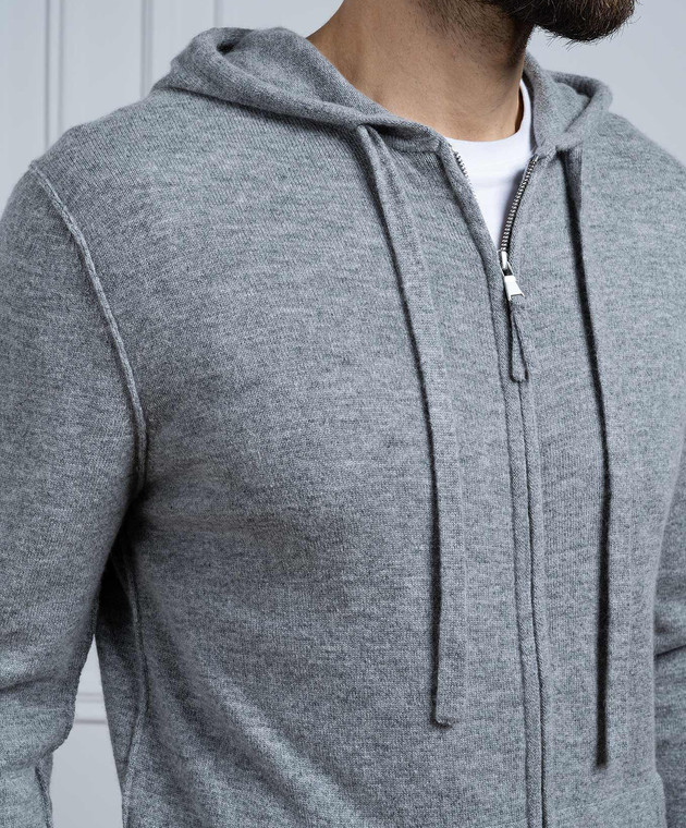 Allude - Gray cardigan made of wool and cashmere with an inside-out ...