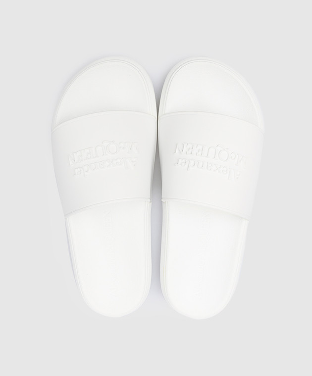 Alexander McQueen - White sliders with textured logo 666983W4QS0 - shop ...