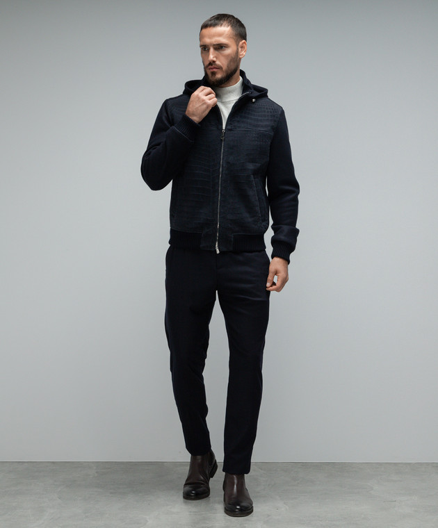 Enrico Mandelli - Blue crocodile and cashmere combination jacket ...