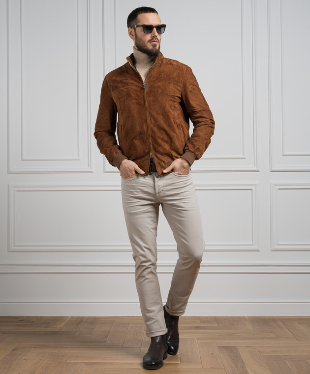 Enrico Mandelli - Brown suede jacket A8T9205917 - shop with European ...
