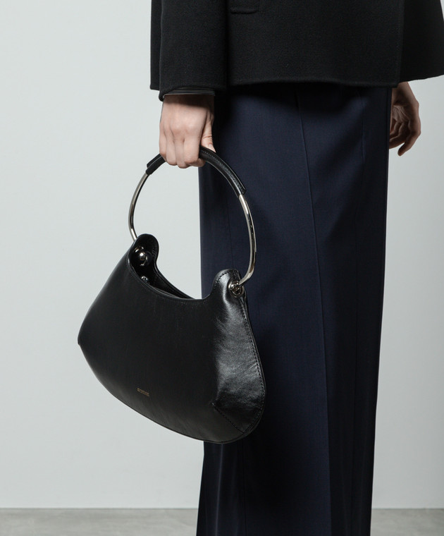 Max Mara Sportmax - CAJU Logo Black Leather Hobo Bag CAJU - shop with ...