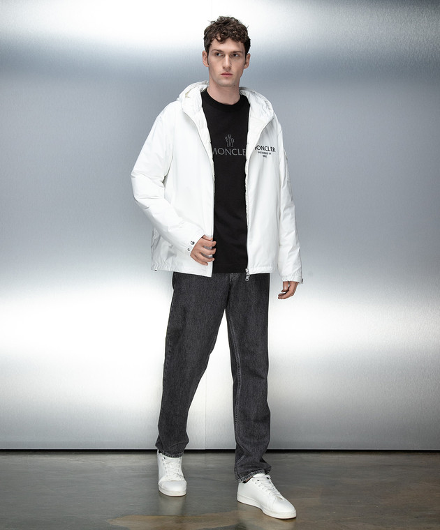 Moncler - White down jacket with textured logo 1A0002654A91 - shop with ...