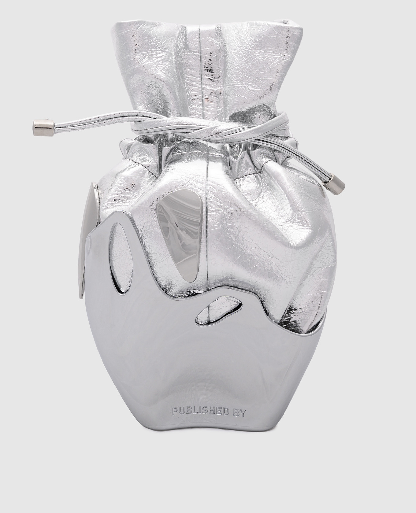 Published by - Chrome Splash silver leather bucket bag with metallic ...