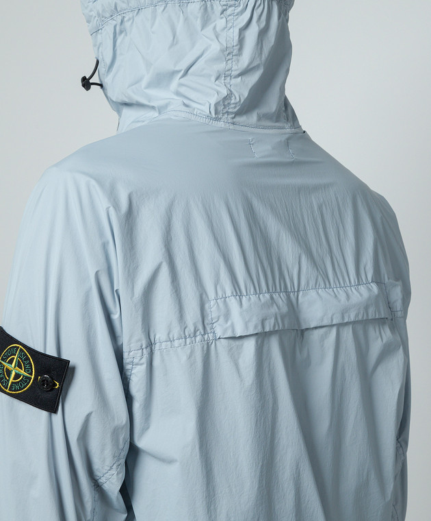 Stone Island - Blue windbreaker with removable logo patch 801540425 ...