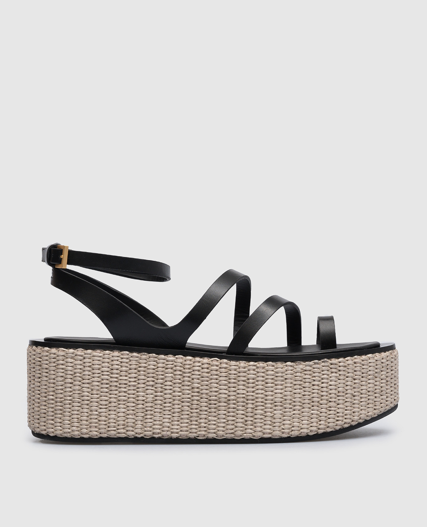 Max Mara - Black leather sandals with weaving BIARRITZ - shop with ...