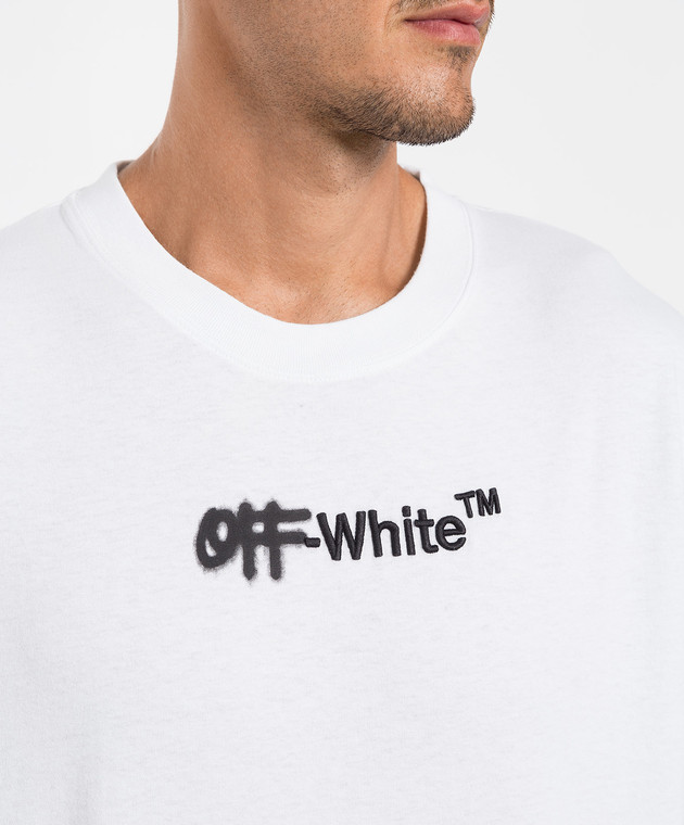 Off-White - Spray Helv white T-shirt with contrasting logo ...